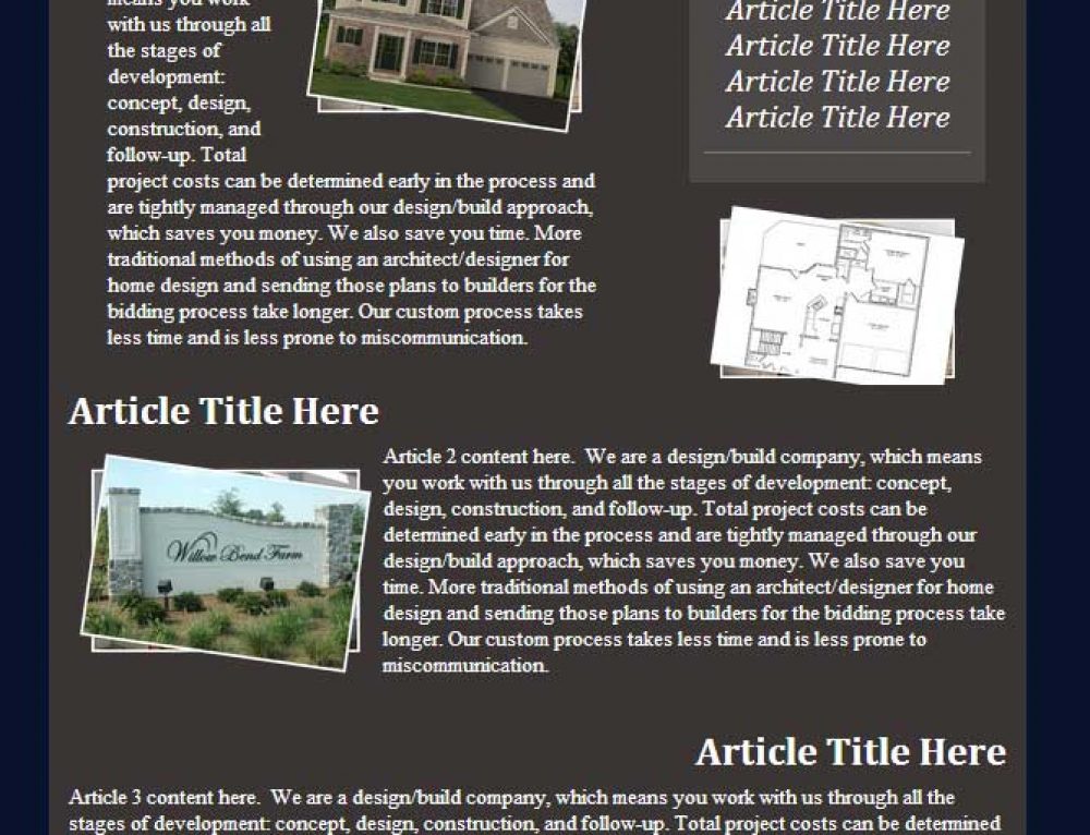 Constant Contact Newsletter Design – Spectrum Home Builders – ABD ...